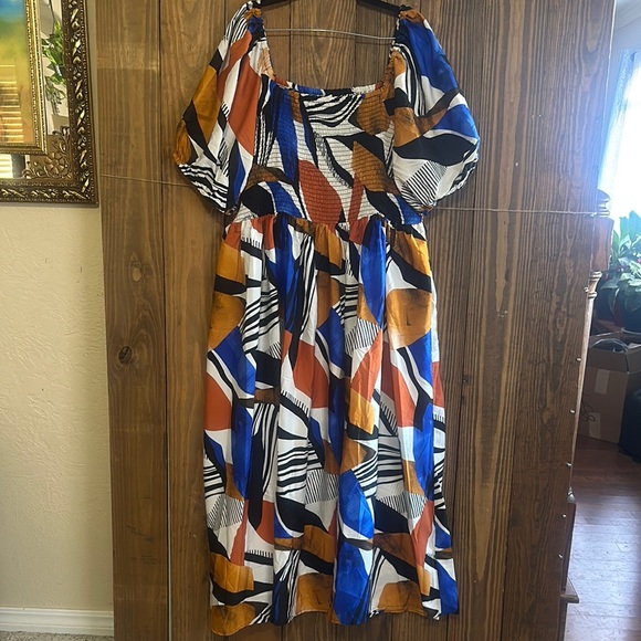 Cato | Dresses | Cato Blue And White Sundress With Puff Sleeves And ...
